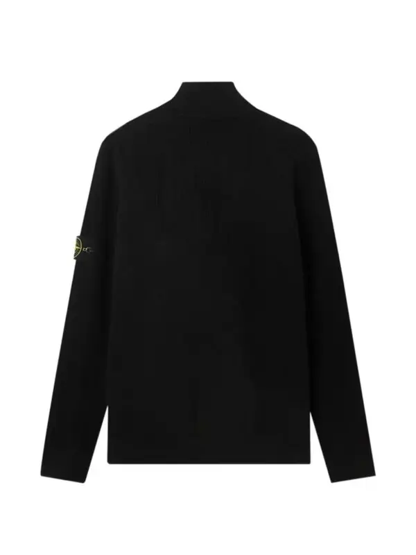 Stone Island Compass-motif Ribbed Sweater - Black
