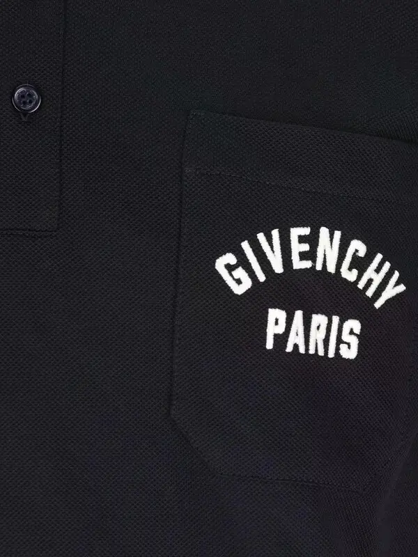 Givenchy Logo-embroidered Patch-pocket Polo Top - Blue
