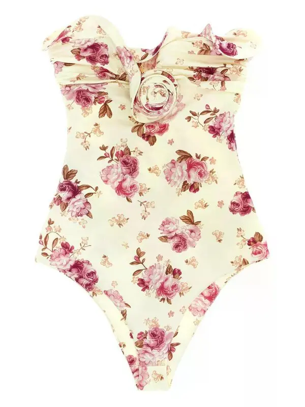 Magda Butrym Floral-print Swimsuit - Neutrals
