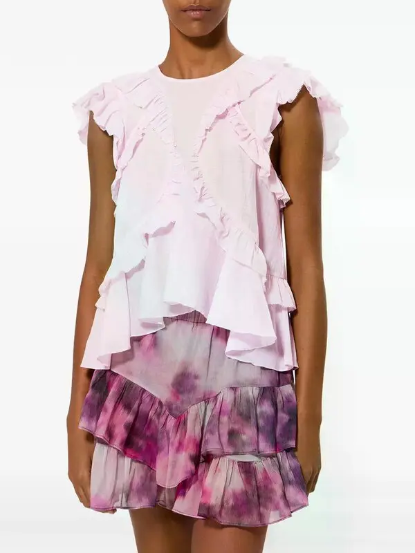 MARANT ETOILE Nalou Ruffled Top - Pink