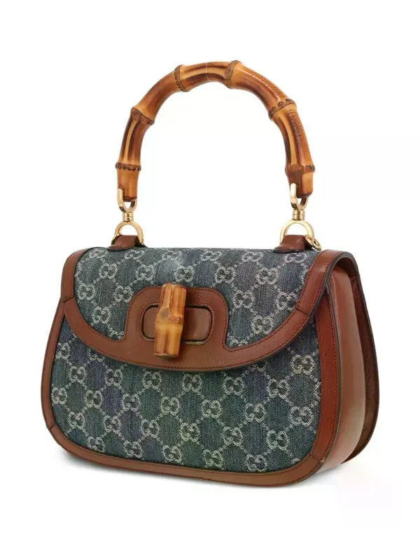 Gucci Bamboo Denim Handbag - Blue