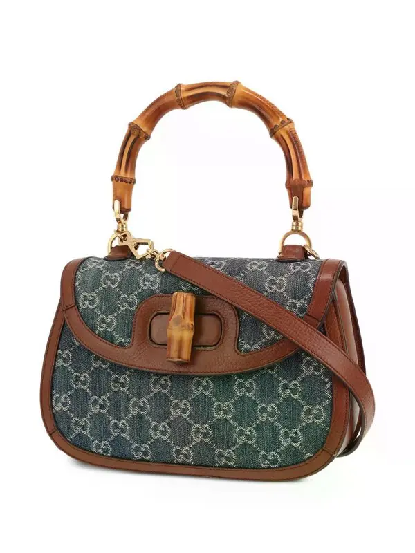 Gucci Bamboo Denim Handbag - Blue