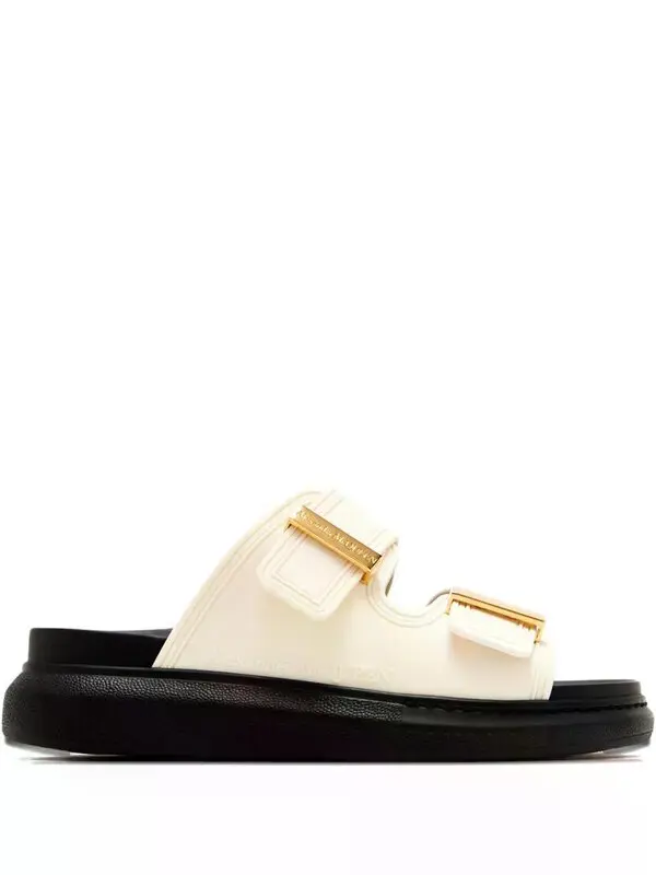 Alexander McQueen Hybrid Buckle Strap Flatform Sandals - Neutrals