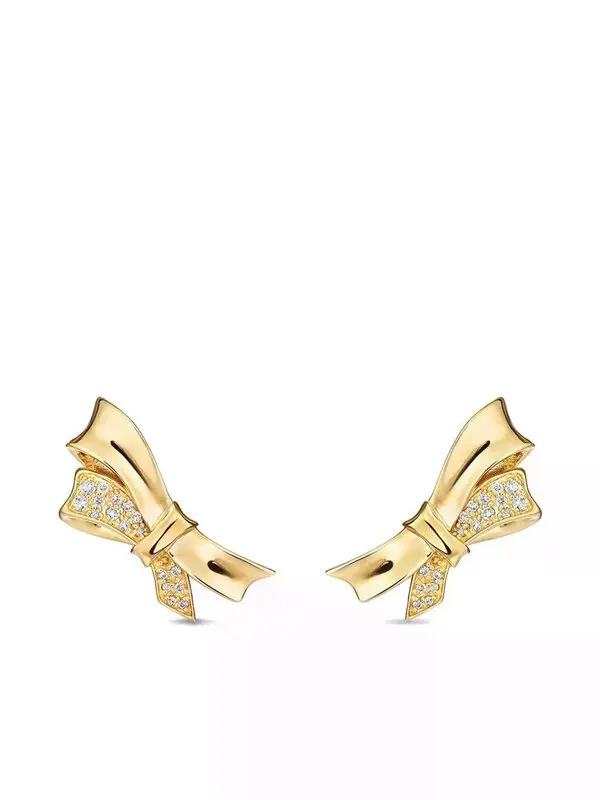 MASON AND BOOKS Diamond Bow Earrings - Gold