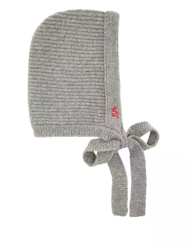 DAMSON MADDER Knitted Embroidered Hat - Grey