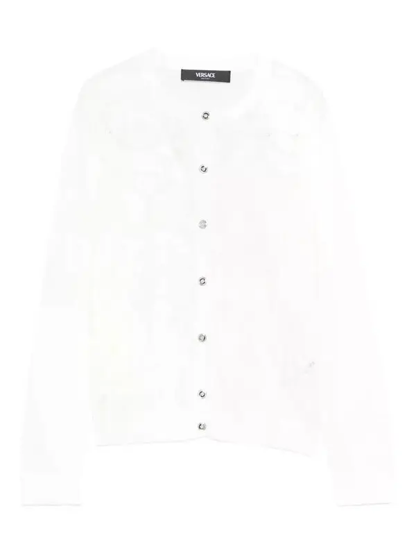 Versace Baroque-pattern Lace Cardigan - White
