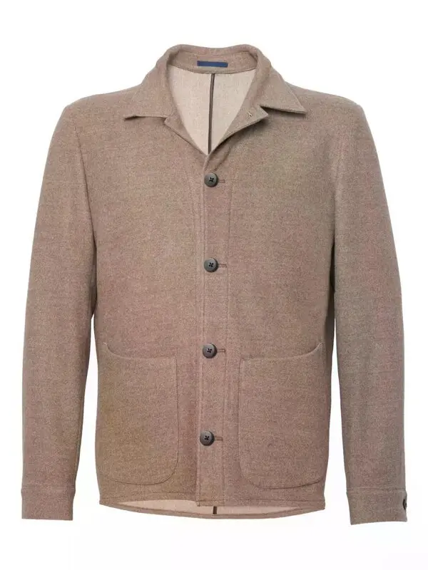 FRANZESE COLLECTION Wool Shirt Jacket With Patch Pockets - Neutrals