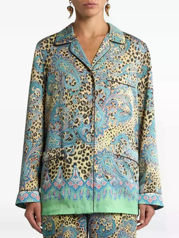 Etro Twill Shirt With Paisley And Animal Print