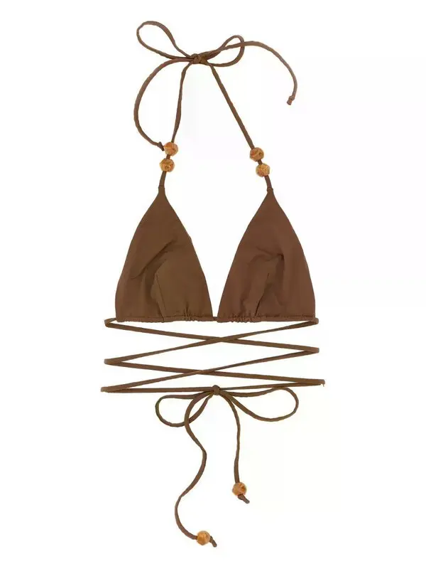 Magda Butrym Bead-detail Bikini Top - Brown