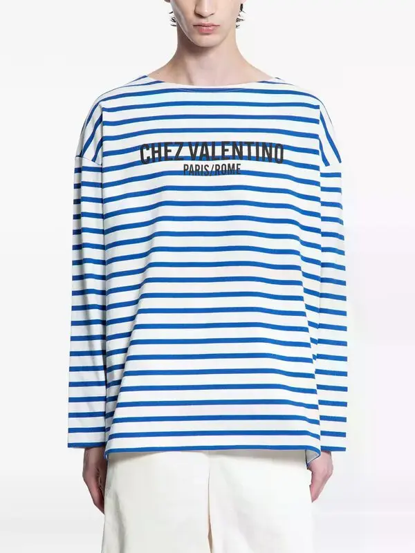 Valentino Garavani Striped-pattern Long-sleeve T-shirt - White