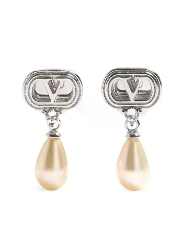 Valentino Garavani Teardrop Pearl Ovalette Earrings - Silver