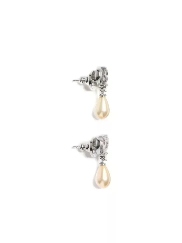 Valentino Garavani Vlogo Crystal And Pearl Drop Earrings - Silver
