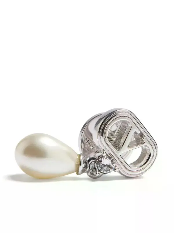 Valentino Garavani Vlogo Crystal And Pearl Drop Earrings - Silver