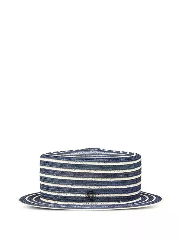 MAISON MICHEL Augusta Striped Hat - Blue