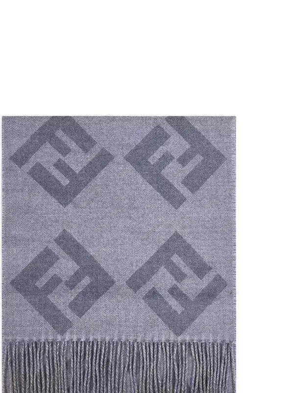 Fendi Macro Motif Fringed Scarf
