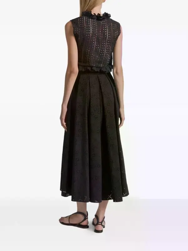 Alberta Ferretti Eyelet Midi Skirt - Black