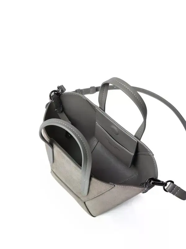 Brunello Cucinelli Mini Embossed-logo Tote Bag - Grey
