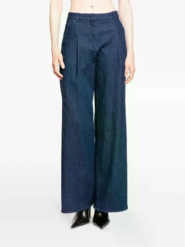 THE GARMENT Wide Leg Pleated Jeans