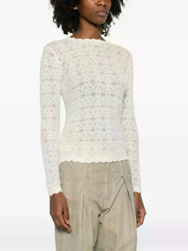 MARANT ETOILE Leonette Openwork Scalloped Sweater - Neutrals