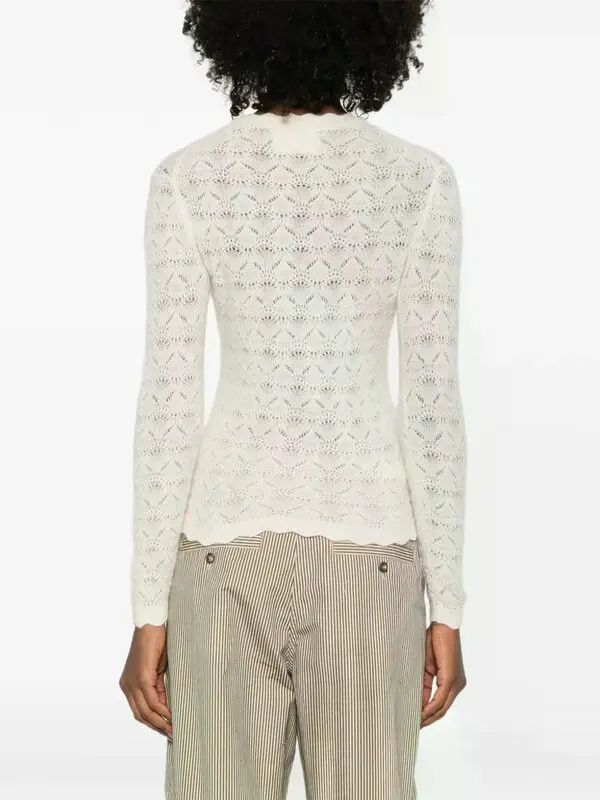 MARANT ETOILE Leonette Openwork Scalloped Sweater - Neutrals