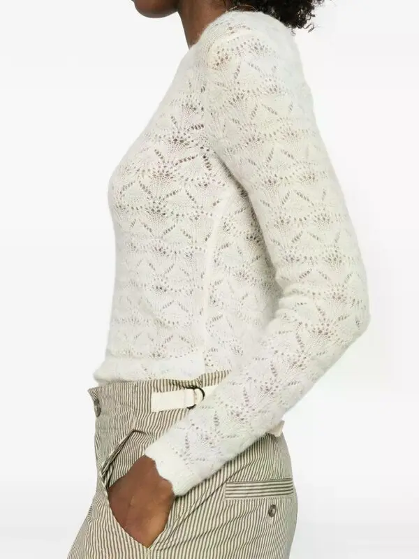 MARANT ETOILE Leonette Openwork Scalloped Sweater - Neutrals