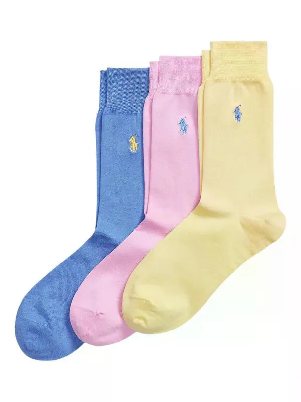 Polo Ralph Lauren Embroidered Ribbed Socks - Blue