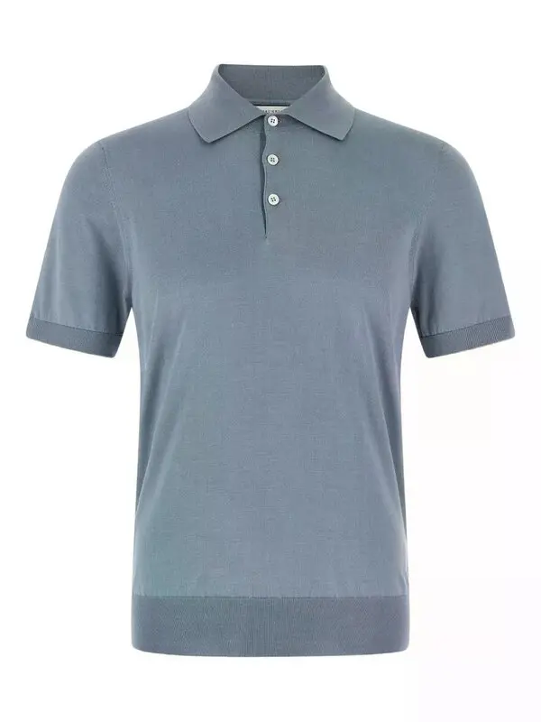 Brunello Cucinelli Contrasting-piping Cotton Polo Shirt - Blue