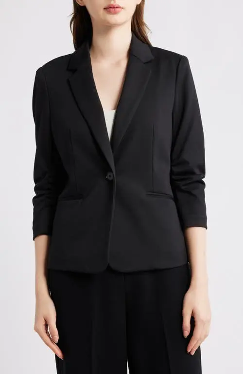 Anne Klein Scrunch Sleeve Ponte Knit Blazer