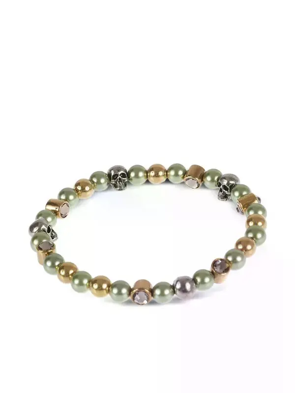 Alexander McQueen Skull Beaded Bracelet - Green