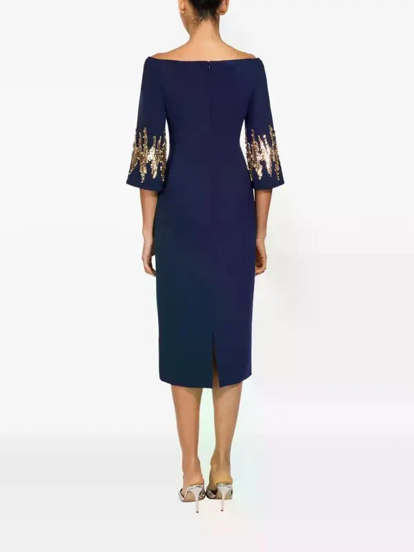 Jenny Packham Aster Sequin-embellished Off-shoulder Midi Dress - Blue
