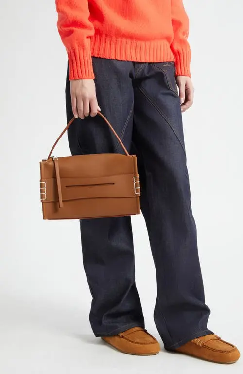JW Anderson Small Loafer Leather Top Handle Bag - Tan