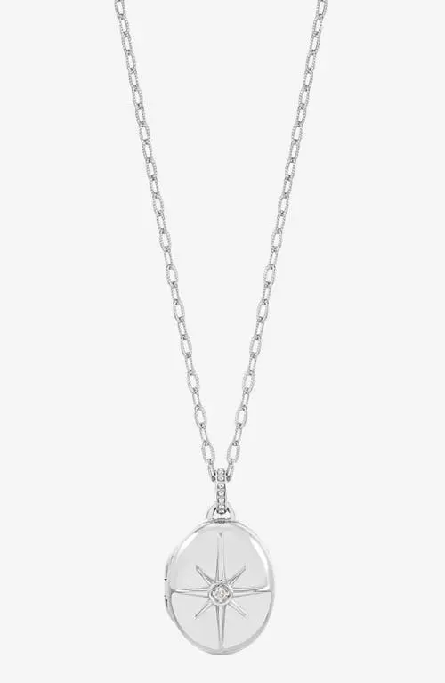 DOWER & HALL Diamond Starburst Oval Locket - Sterling Silver