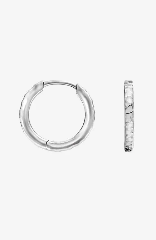 DOWER & HALL Medium Hammered Nomad Huggie Hoop Earrings - Sterling Silver
