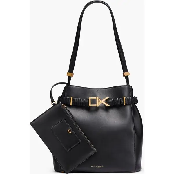 Donna Karan New York Gingham Bucket Bag - Black/gold