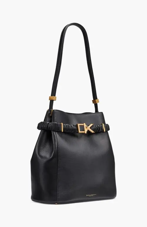 Donna Karan New York Gingham Bucket Bag - Black/gold