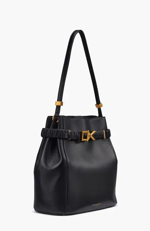 Donna Karan New York Gingham Bucket Bag - Black/gold