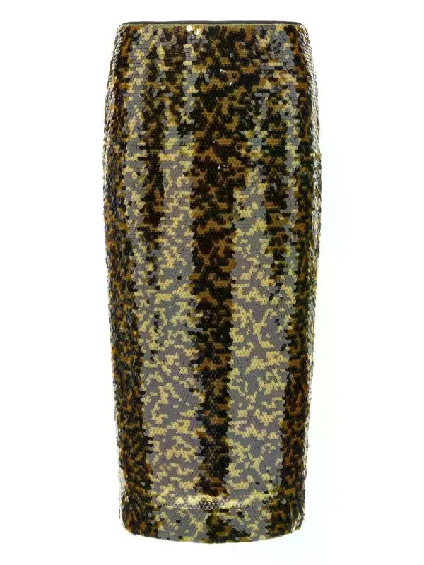 Staud Ciara Sequined Midi Skirt - Brown