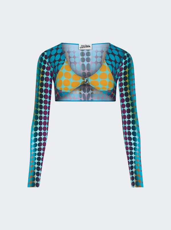 JEAN PAUL GAULTIER Re-edition Dots Print Crop Top - Blue