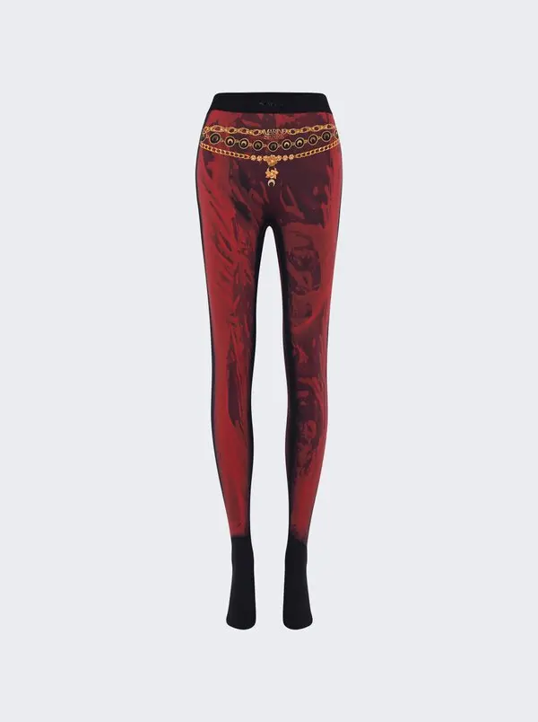 MARINE SERRE Wet Nuisette Printed Jersey Leggings Ribbon - Red