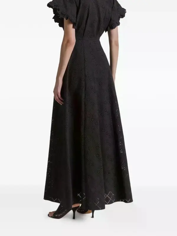 Alberta Ferretti Ruffled Eyelet Dress - Black