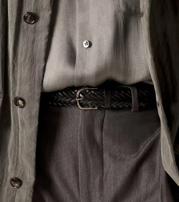 Giorgio Armani Braided Leather Belt - Black