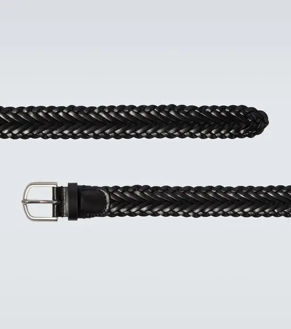 Giorgio Armani Braided Leather Belt - Black