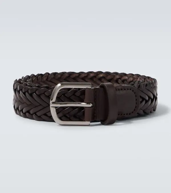 Giorgio Armani Braided Leather Belt - Brown