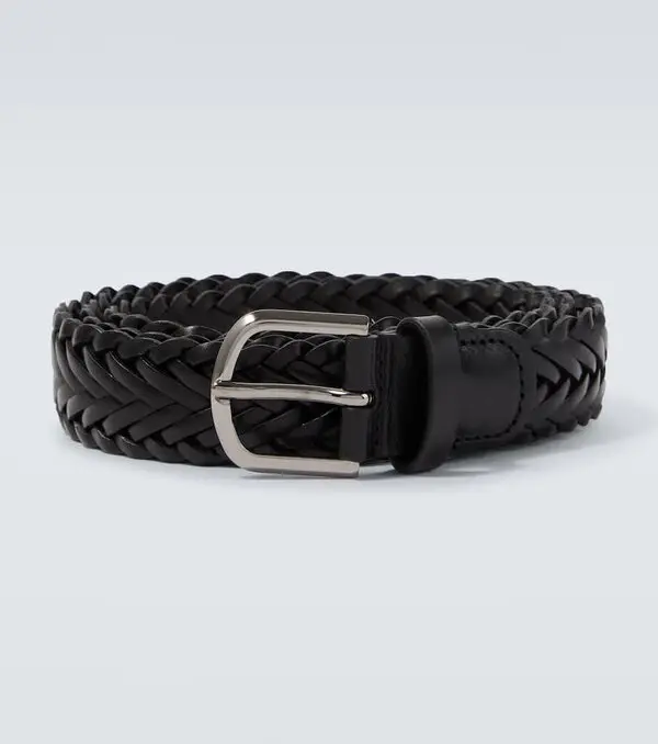 Giorgio Armani Braided Leather Belt - Black
