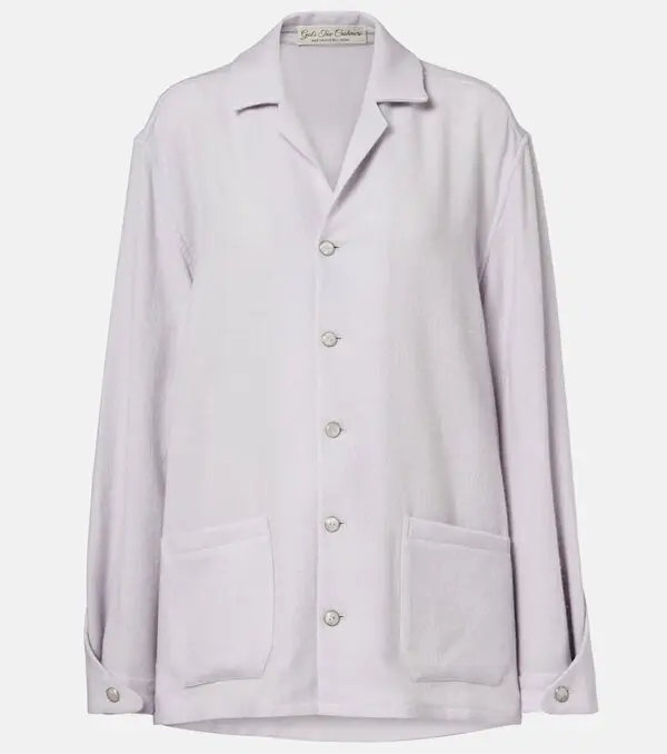 GOD'S TRUE CASHMERE Affirmations Cashmere Pajama Shirt With Moonstone - Silver