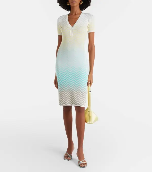Missoni Zigzag Knitted Cotton-blend Midi Dress