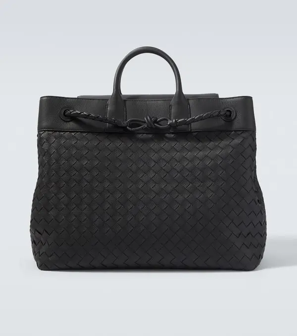 Bottega Veneta Intrecciato Leather Duffle Bag - Black