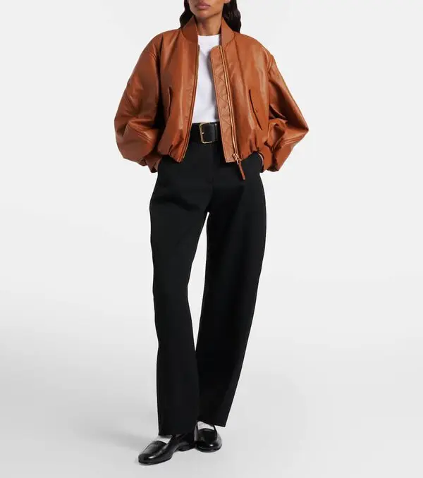 Givenchy Cropped Leather Bomber Jacket