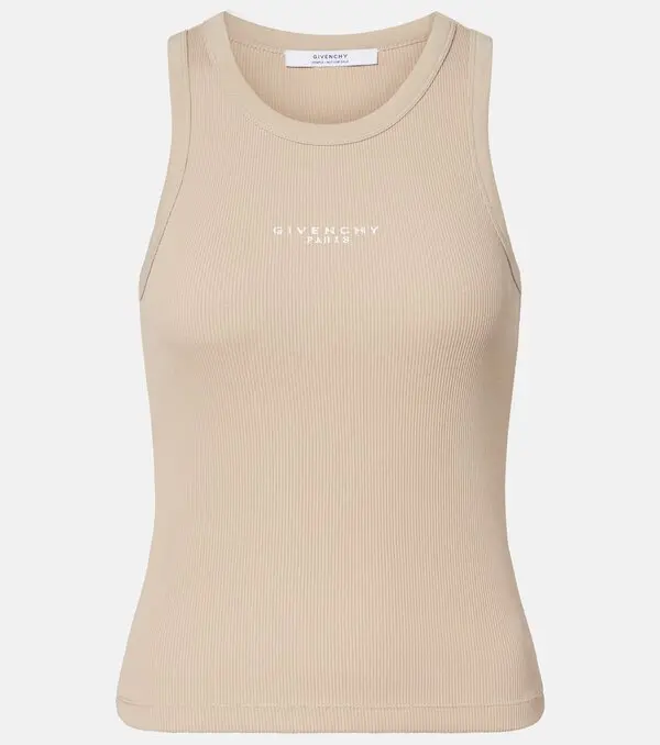 Givenchy Logo Ribbed-knit Tank Top - Beige