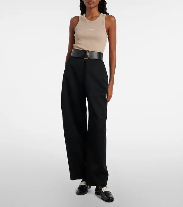 Givenchy Ribbed-knit Cotton Jersey Tank Top - Beige